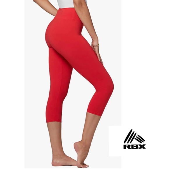 RBX | Pants & Jumpsuits | Rbx Hi Rise Red Capri Leggings With Sides ...
